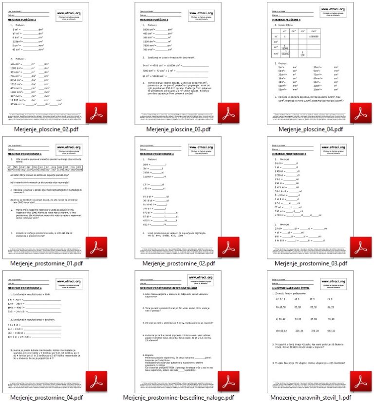 Učni listi – Matematika za 5. R. - nova.otroci.org